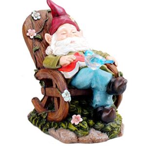 Bo-Toys Solar Powered Gnome Sleeping in a Chair LED Garden Light Decor