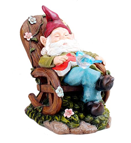 Bo-Toys Solar Powered Gnome Sleeping in a Chair LED Garden Light Decor