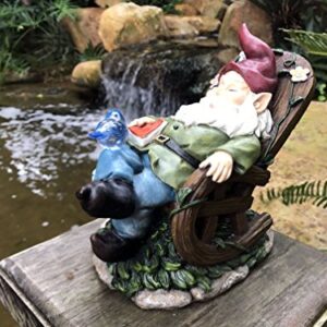 Bo-Toys Solar Powered Gnome Sleeping in a Chair LED Garden Light Decor