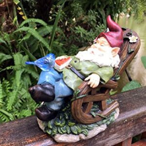 Bo-Toys Solar Powered Gnome Sleeping in a Chair LED Garden Light Decor