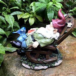 Bo-Toys Solar Powered Gnome Sleeping in a Chair LED Garden Light Decor