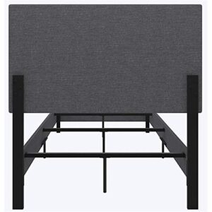 DHP Janford Upholstered Platform Bed with Modern Vertical Stitching on Rectangular Headboard, Twin, Gray Linen