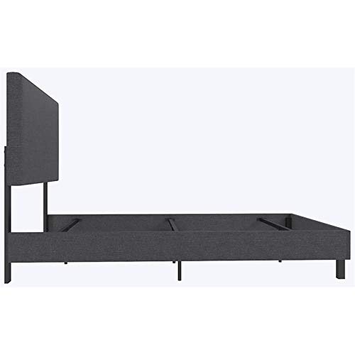 DHP Janford Upholstered Platform Bed with Modern Vertical Stitching on Rectangular Headboard, Twin, Gray Linen