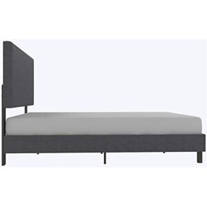 DHP Janford Upholstered Platform Bed with Modern Vertical Stitching on Rectangular Headboard, Twin, Gray Linen