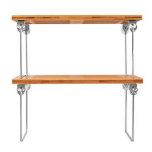 Internet's Best - Stacking Utility Shelf - Bamboo - 2 Shelves - Kitchen Cabinet Closet Organizer and Storage - Small