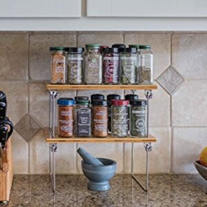 Internet's Best - Stacking Utility Shelf - Bamboo - 2 Shelves - Kitchen Cabinet Closet Organizer and Storage - Small