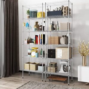 Himimi 6-Tier Wire Shelving Unit, Free Standing Shelf, Metal Storage Shelves, Heavy Duty Organizer Rack for Garage, Kitchen, Living Room, Bathroom, 21.26L x 11.42W x 62.99H, Silver