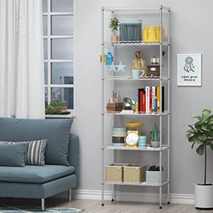 Himimi 6-Tier Wire Shelving Unit, Free Standing Shelf, Metal Storage Shelves, Heavy Duty Organizer Rack for Garage, Kitchen, Living Room, Bathroom, 21.26L x 11.42W x 62.99H, Silver