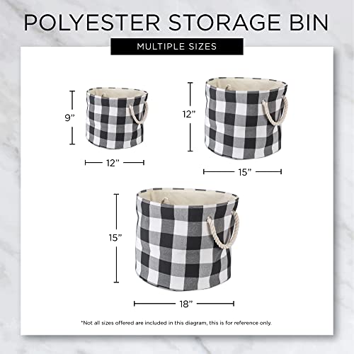 DII Polyester Storage Bin, Gold Metallic Collection Collapsible with Handles, Medium Round, Natural Off-White