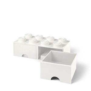 Room Copenhagen LEGO Brick Drawer, 8 Knobs, 2 Drawers, Stackable Storage Box, White