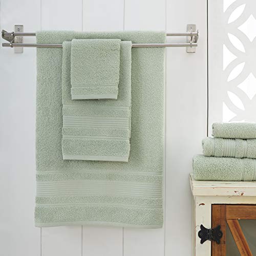 Qute Home 4-Piece Hand Towels Set, 100% Turkish Cotton Premium Quality Towels for Bathroom, Quick Dry Soft and Absorbent Turkish Towel, Set Includes 4 Hand Towels (Green)