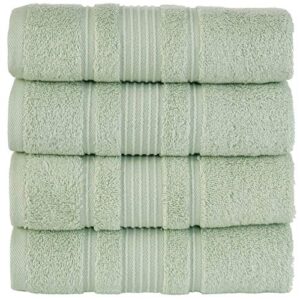 Qute Home 4-Piece Hand Towels Set, 100% Turkish Cotton Premium Quality Towels for Bathroom, Quick Dry Soft and Absorbent Turkish Towel, Set Includes 4 Hand Towels (Green)