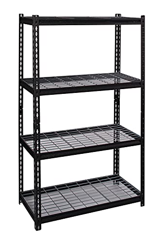 Iron Horse 2300 Deck Wire Shelving Unit, 4 Shelf, 18" X 36" X 60", Black, 18"D x 36"W x 60"H, Black & Zinc