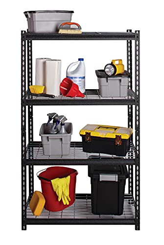 Iron Horse 2300 Deck Wire Shelving Unit, 4 Shelf, 18" X 36" X 60", Black, 18"D x 36"W x 60"H, Black & Zinc