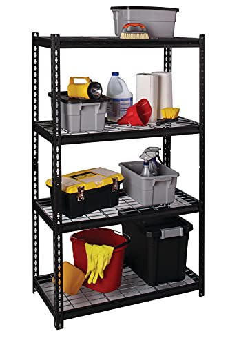 Iron Horse 2300 Deck Wire Shelving Unit, 4 Shelf, 18" X 36" X 60", Black, 18"D x 36"W x 60"H, Black & Zinc