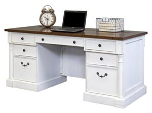 martin furniture durham double pedestal executive desk, white