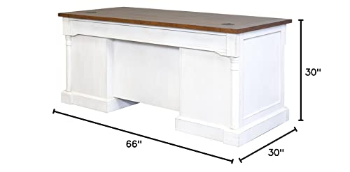 Martin Furniture Durham Double Pedestal Executive Desk, White