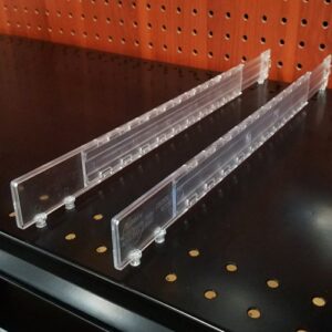 adjustable gondola shelf dividers - retracting item organizer for shelves 14" to 22" d - 50 pack