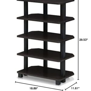 Furinno Turn-N-Tube 5-Tier Corner Storage Shelf, Espresso