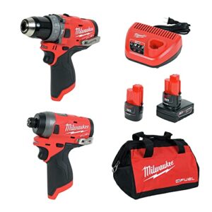 milwaukee electric tools 2598-22 m12 fuel 2 pc kit- 1/2" hammer drill & 1/4" impact