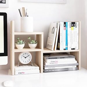 jerry & maggie - desktop organizer office storage rack adjustable wood display shelf | birthday gifts - toy - home decor | - free style rotation display - true natural stand shelf white wood tone