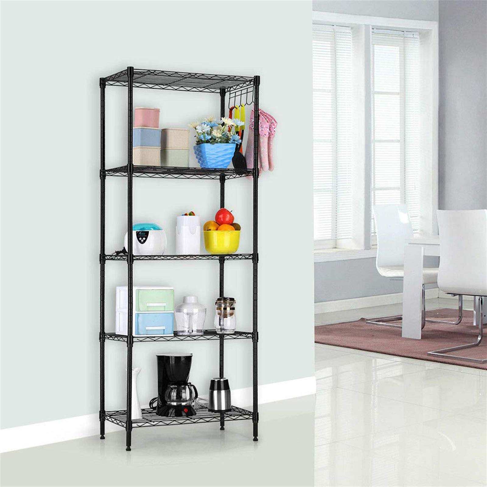 OASIS MARINE 5-Tier Carbon Steel Wire Shelving, Rectangle Carbon Steel Metal Assembly 5-Shelf Storage Rack 21" D x 12" W x 60" H (5-Shelf)