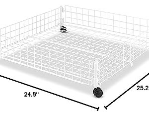 Whitmor Rolling White Wire Underbed Cart