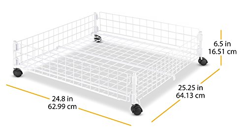 Whitmor Rolling White Wire Underbed Cart