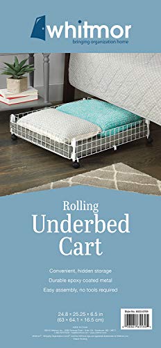 Whitmor Rolling White Wire Underbed Cart