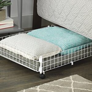 Whitmor Rolling White Wire Underbed Cart