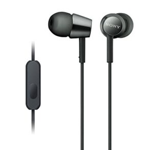 sony mdrex155ap in-ear earbud headphones/headset with mic for phone call, black (mdr-ex155ap/b)