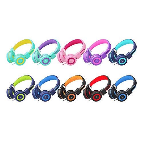 ELECDER i37 Kids Headphones Children Girls Boys Teens Foldable Adjustable On Ear Headphones 3.5mm Jack Compatible Cellphones Computer MP3/4 Kindle School Tablet Rose/Pink