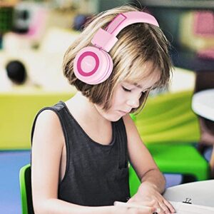 ELECDER i37 Kids Headphones Children Girls Boys Teens Foldable Adjustable On Ear Headphones 3.5mm Jack Compatible Cellphones Computer MP3/4 Kindle School Tablet Rose/Pink