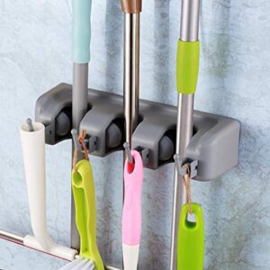 this good rate mop and broom holder, wall mounted garden tool storage tool rack storage & organization for your home, closet, garage and shed (3hole 4hanging)