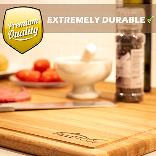 Pureboo Premium Organic Extra Large Bamboo Cutting Board/Serving Tray/Chueteria - 31.5"W x 18"D x 0.75"H - XL Drip Groove - Heavy Duty Chopping Board - Butcher Block