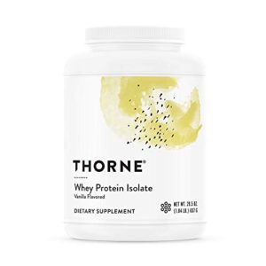 thorne whey protein isolate - 21 grams of easy-to-digest whey protein powder - nsf certified for sport - vanilla flavored - 29.5 ounces - 30 servings