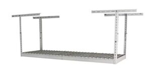 saferacks 2x6 adjustable overhead garage storage rack, heavy-duty steel overhead storage rack with 300 lb weight capacity, height adjustable garage storage organization system, white (24"-45")