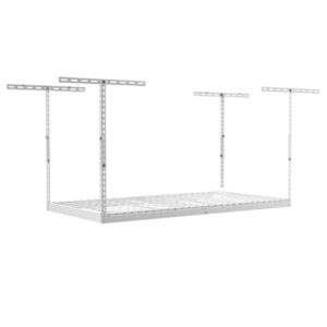 saferacks overhead garage storage rack - heavy duty racks for garage with 400 lb capacity, easy garage shelving, adjustable storage rack, ceiling mount storage shelves 3x6 white (24"-45")