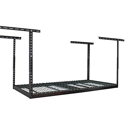 MonsterRax Overhead Garage Storage Rack - Heavy Duty Racks for Garage with 400 lb Capacity, Easy Garage Shelving, Adjustable Storage Rack, Ceiling Mount Storage Shelves 3x6 Hammertone (12"-45")