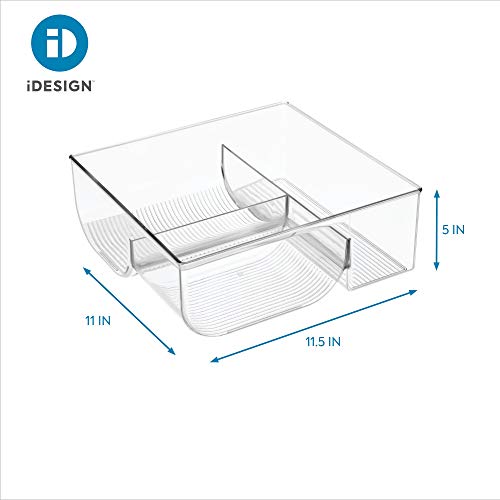 iDesign Plastic Kitchen Binz Food Container Lid Storage Organizer for Cabinet, Pantry, Countertop, 11.49" x 10.92" x 4.12", Clear