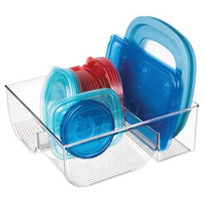 iDesign Plastic Kitchen Binz Food Container Lid Storage Organizer for Cabinet, Pantry, Countertop, 11.49" x 10.92" x 4.12", Clear