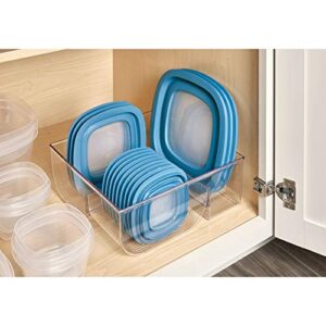 iDesign Plastic Kitchen Binz Food Container Lid Storage Organizer for Cabinet, Pantry, Countertop, 11.49" x 10.92" x 4.12", Clear