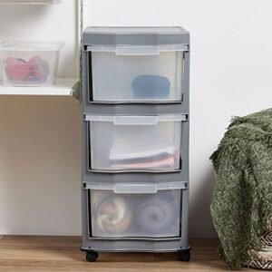 Life Story Classic 3 Shelf Storage Organizer Plastic Drawers, Gray (2 Pack)