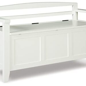 Signature Design by Ashley Charvanna Farmhouse Wood Storage Bench with Lift Top, White