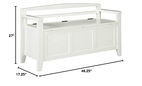 Signature Design by Ashley Charvanna Farmhouse Wood Storage Bench with Lift Top, White