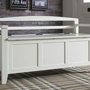 Signature Design by Ashley Charvanna Farmhouse Wood Storage Bench with Lift Top, White