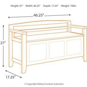 Signature Design by Ashley Charvanna Farmhouse Wood Storage Bench with Lift Top, White