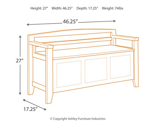 Signature Design by Ashley Charvanna Farmhouse Wood Storage Bench with Lift Top, White