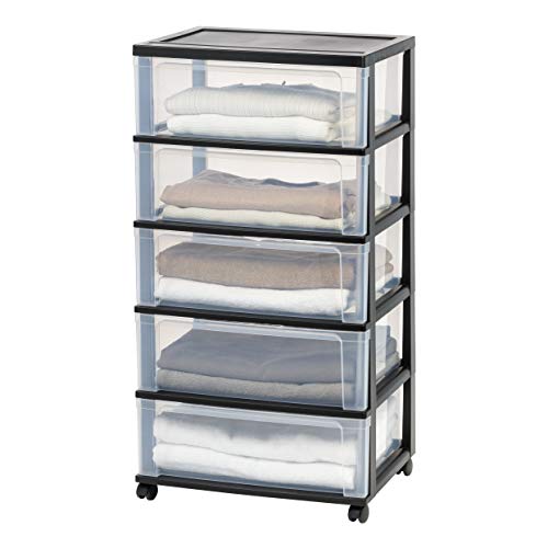 IRIS 110306 110306 5-Drawer Wide Chest, Black