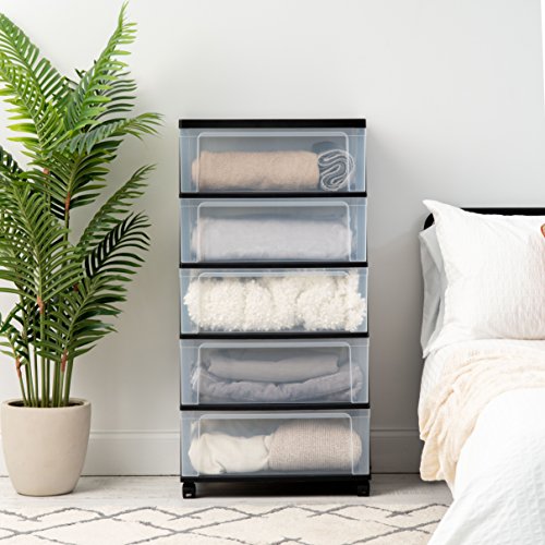 IRIS 110306 110306 5-Drawer Wide Chest, Black